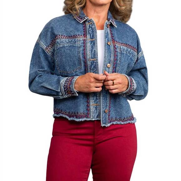 Tribal | Jackets & Coats | New Tribal Embroidered Denim Jacket In Denim ...